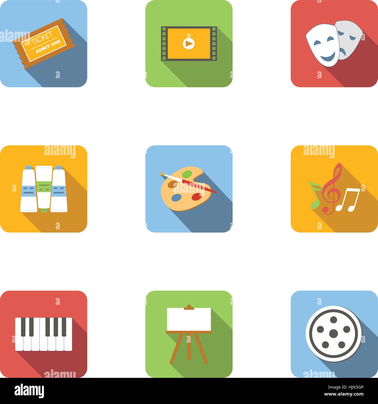 Art icons set. Flat illustration of 9 art vector icons for web Stock ...