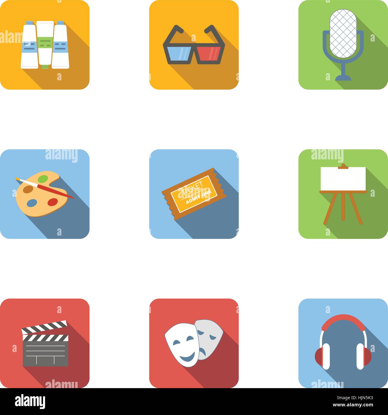 Art and creativity icons set. Flat illustration of 9 art and creativity ...