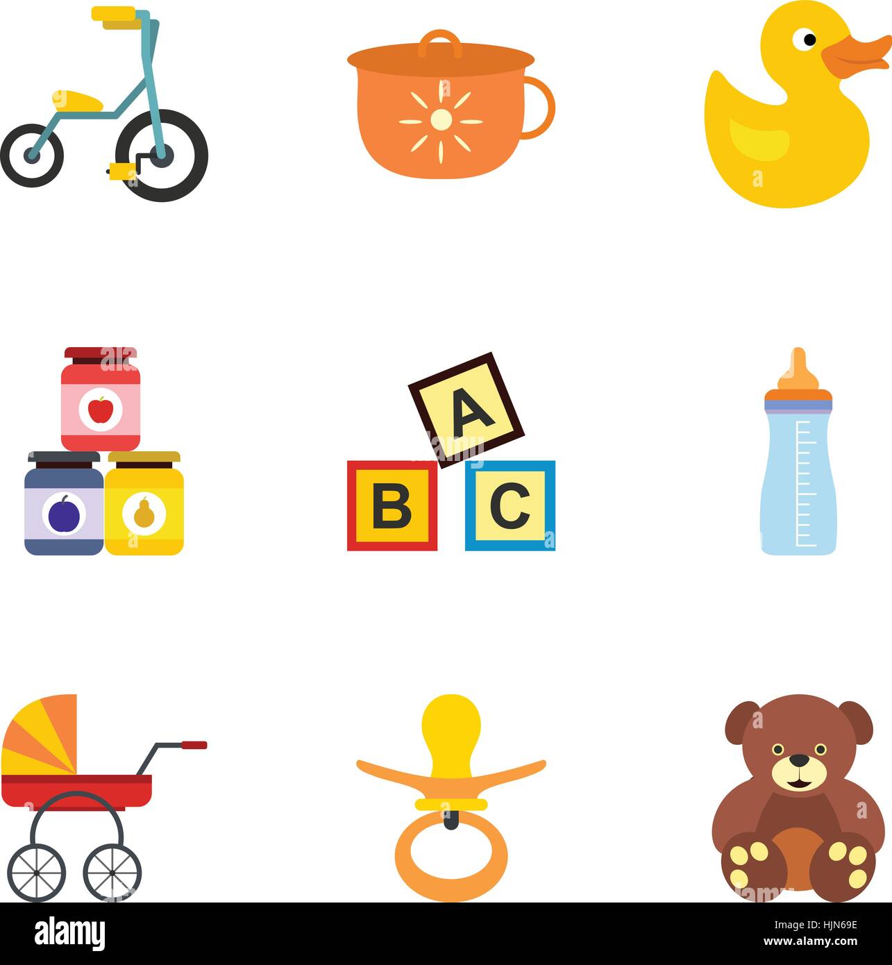 Baby icons set. Flat illustration of 9 baby vector icons for web Stock ...