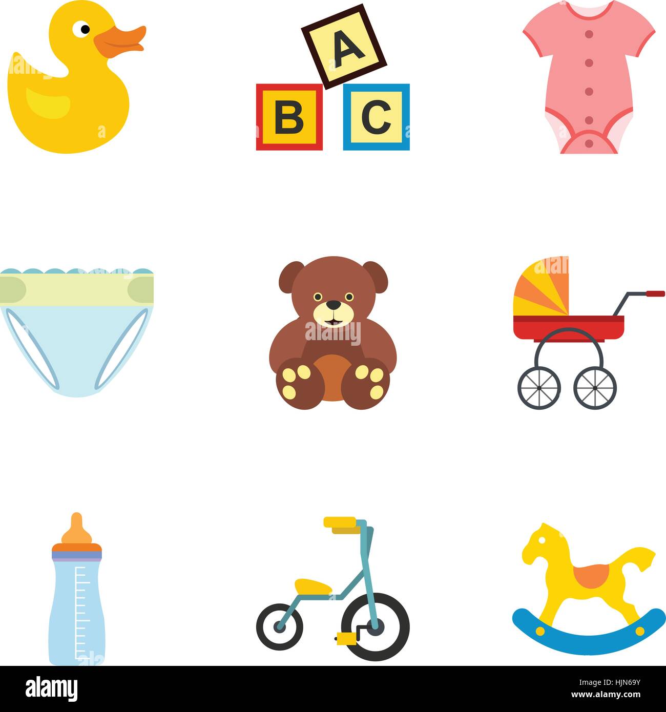 Child icons set. Flat illustration of 9 child vector icons for web ...