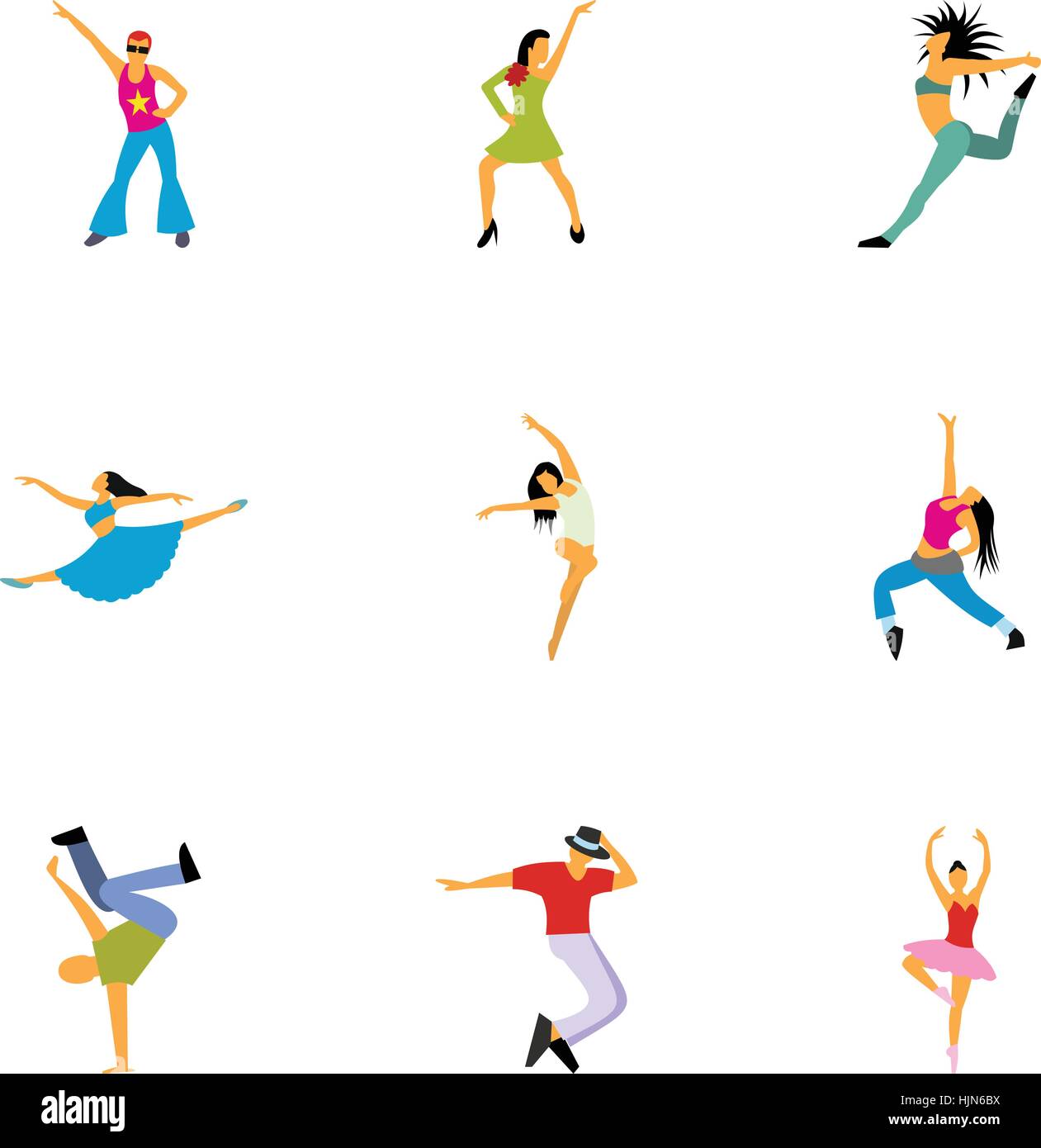 Dancing icons set. Flat illustration of 9 dancing vector icons for web ...