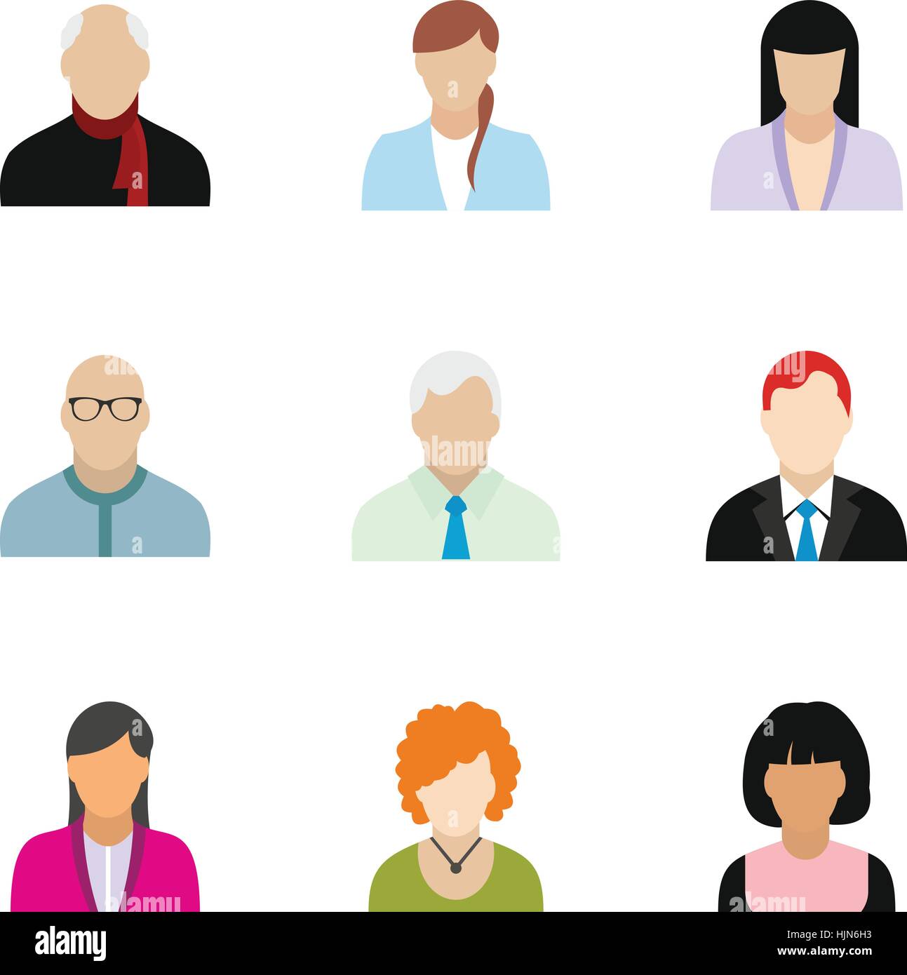 Avatar icons set. Flat illustration of 9 avatar vector icons for web ...