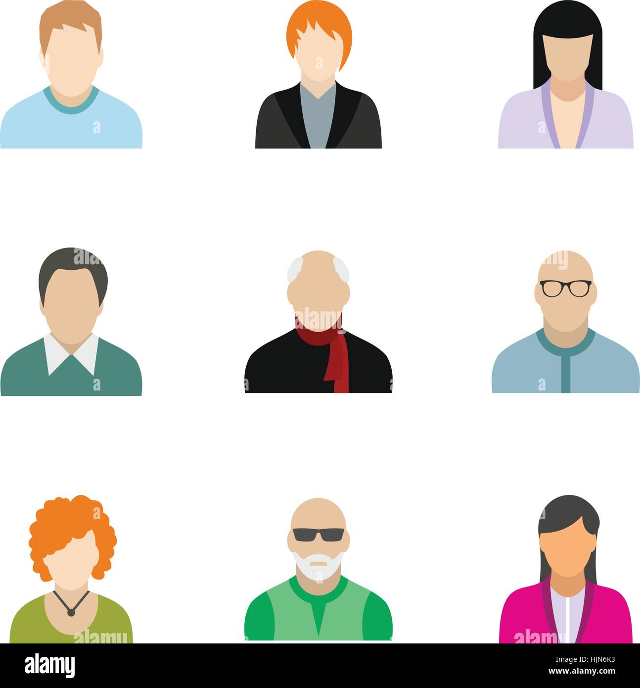 Avatar of different people icons set. Flat illustration of 9 avatar of ...