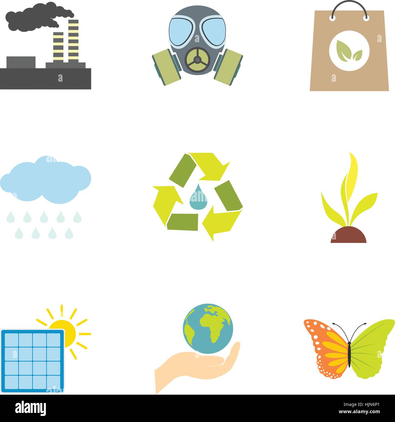 Environment icons set. Flat illustration of 9 environment vector icons ...