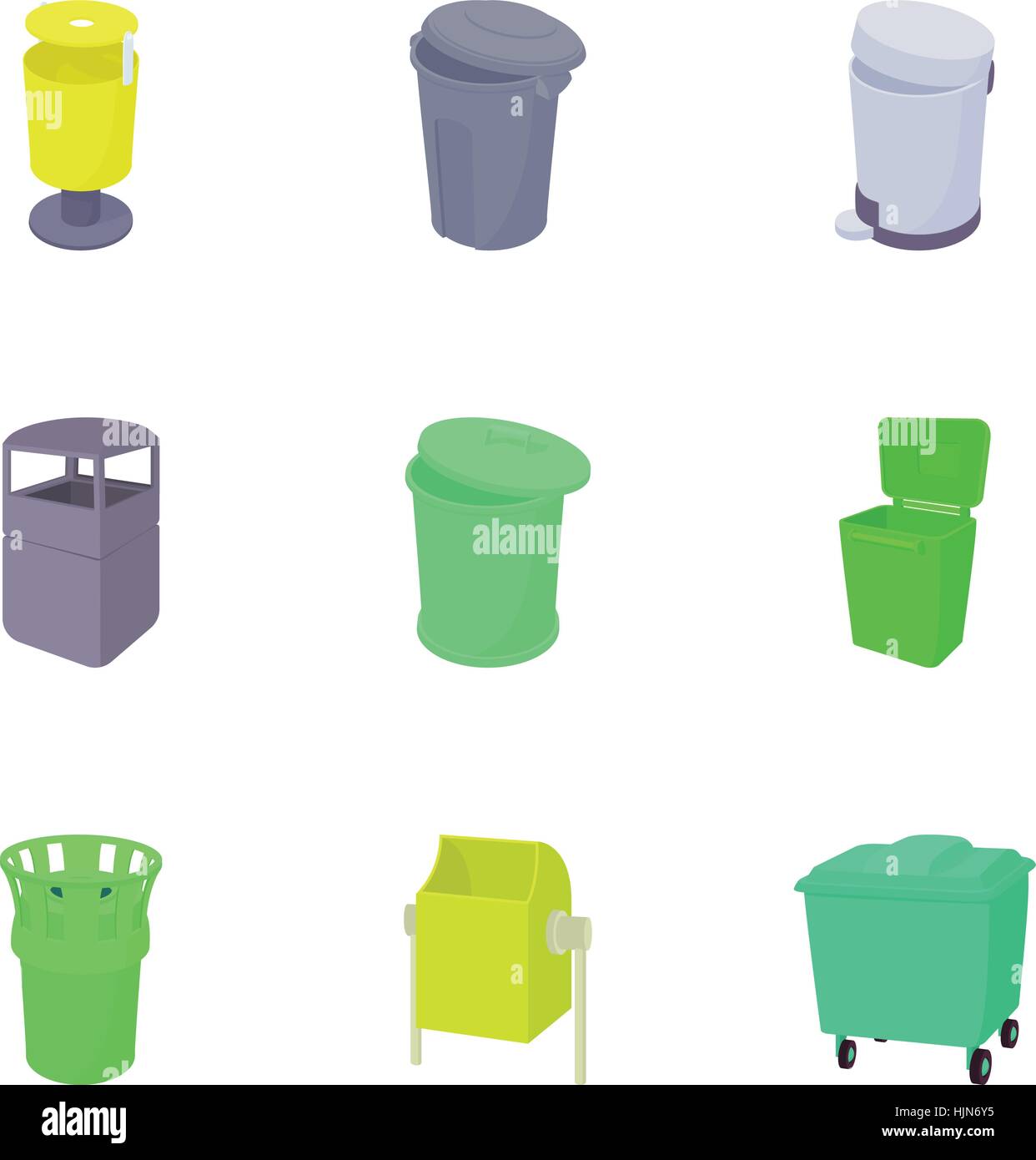 Waste rubbish icons set. Cartoon illustration of 9 waste rubbish vector ...