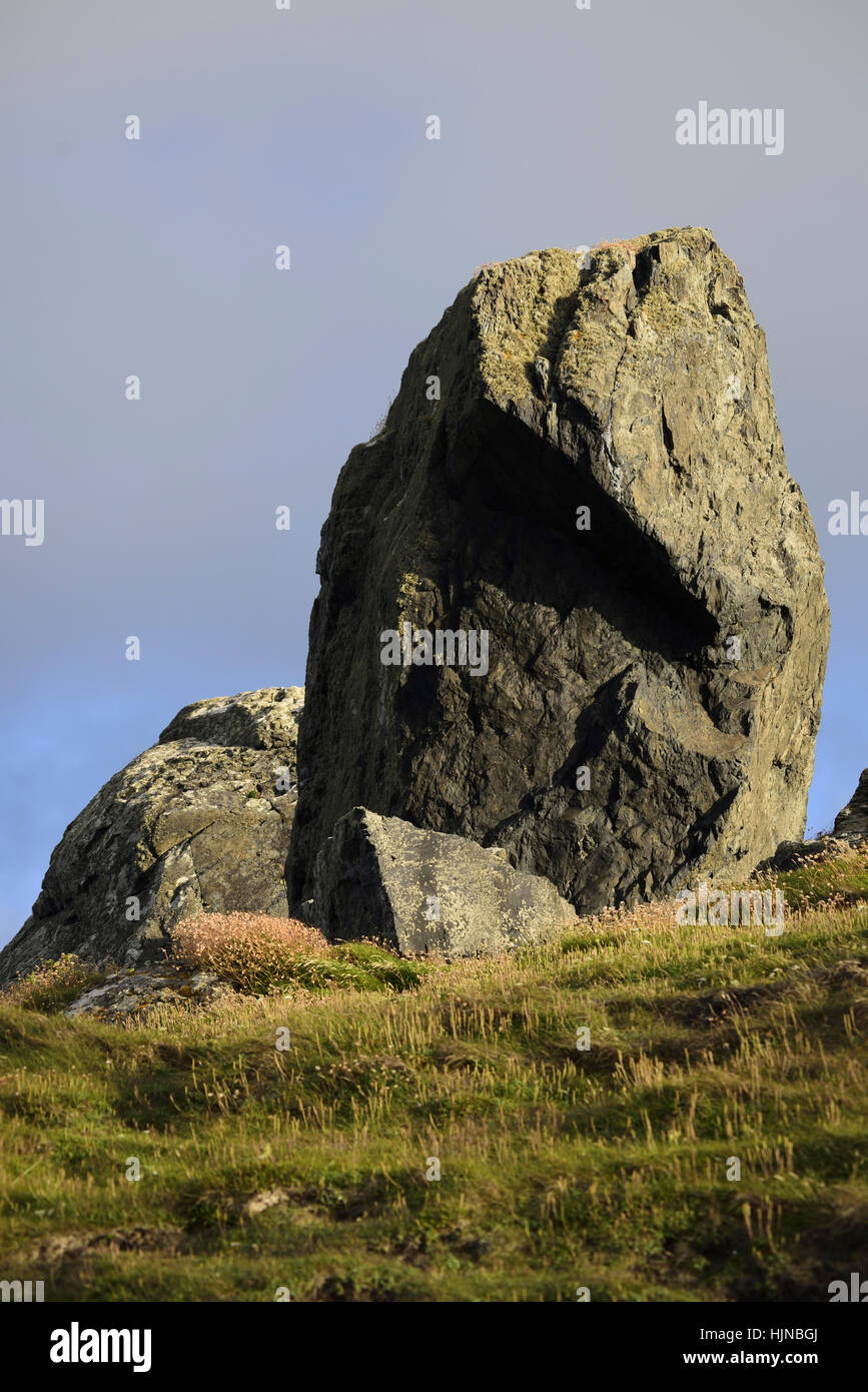 Boulder on the moors at Clodgy Point near St Ives, cornwall, aloso on ...