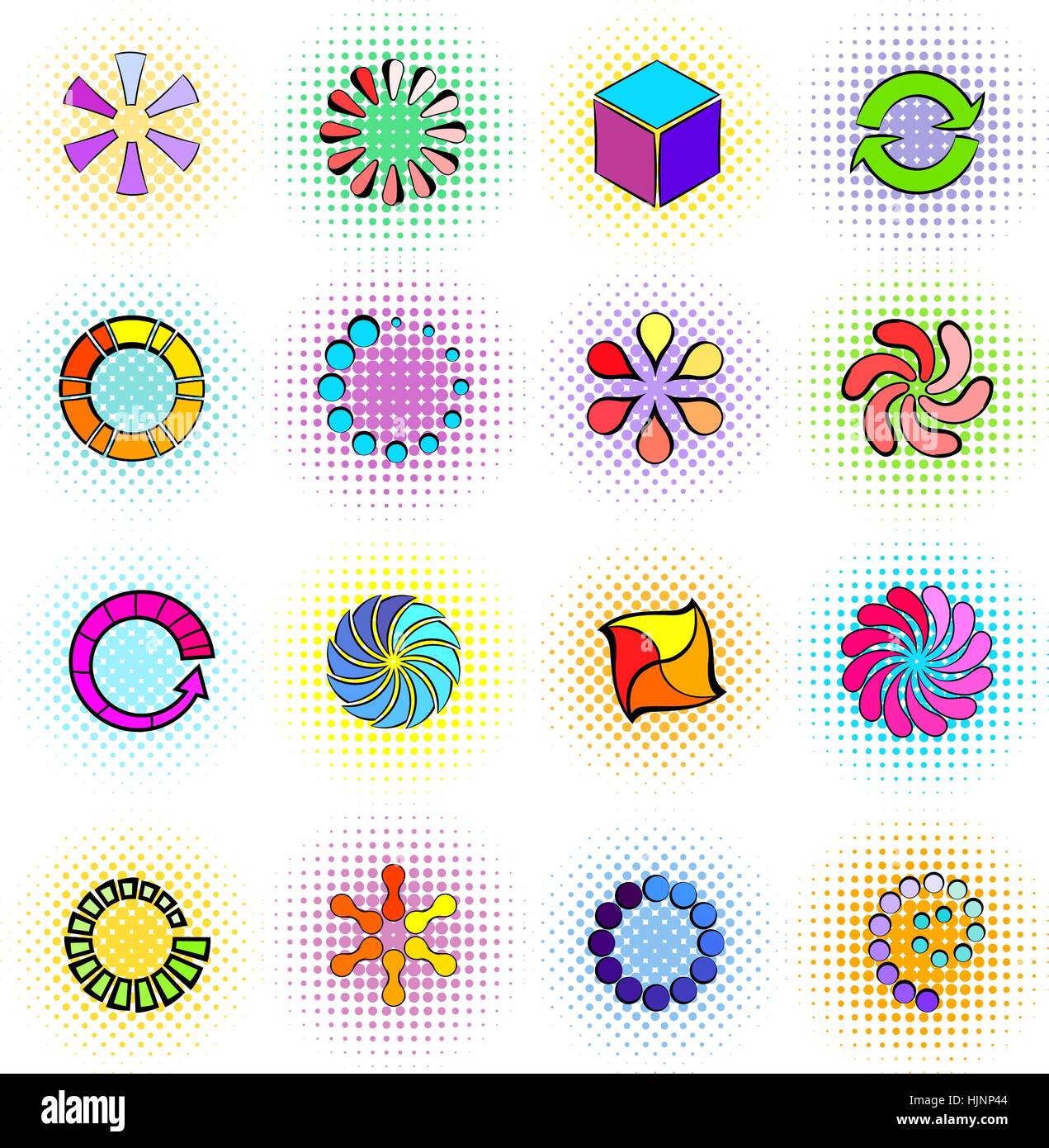 Loading icons in comics style on a white background Stock Vector Image ...