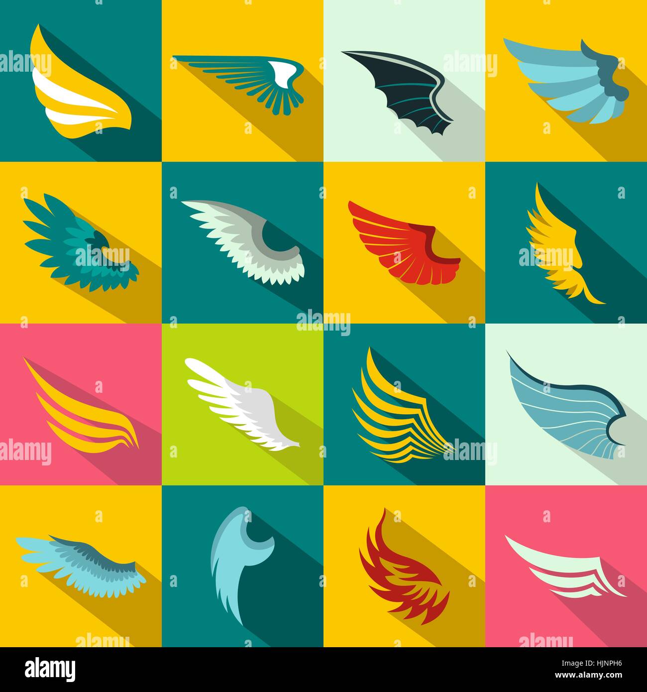 Wings icons set in flat style for any design Stock Vector Image & Art ...