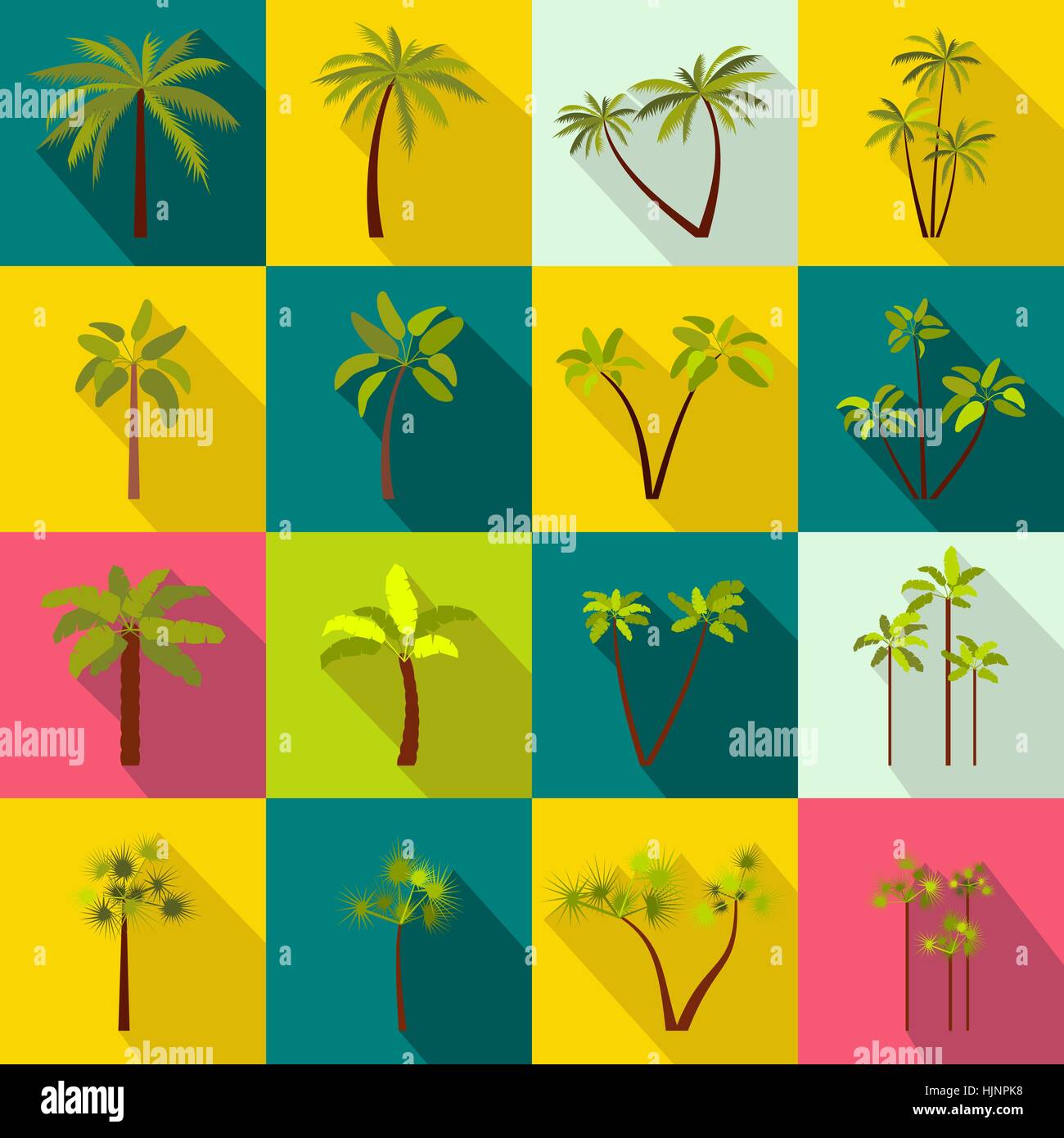 Palm tree icons set in flat style for any design Stock Vector Image ...