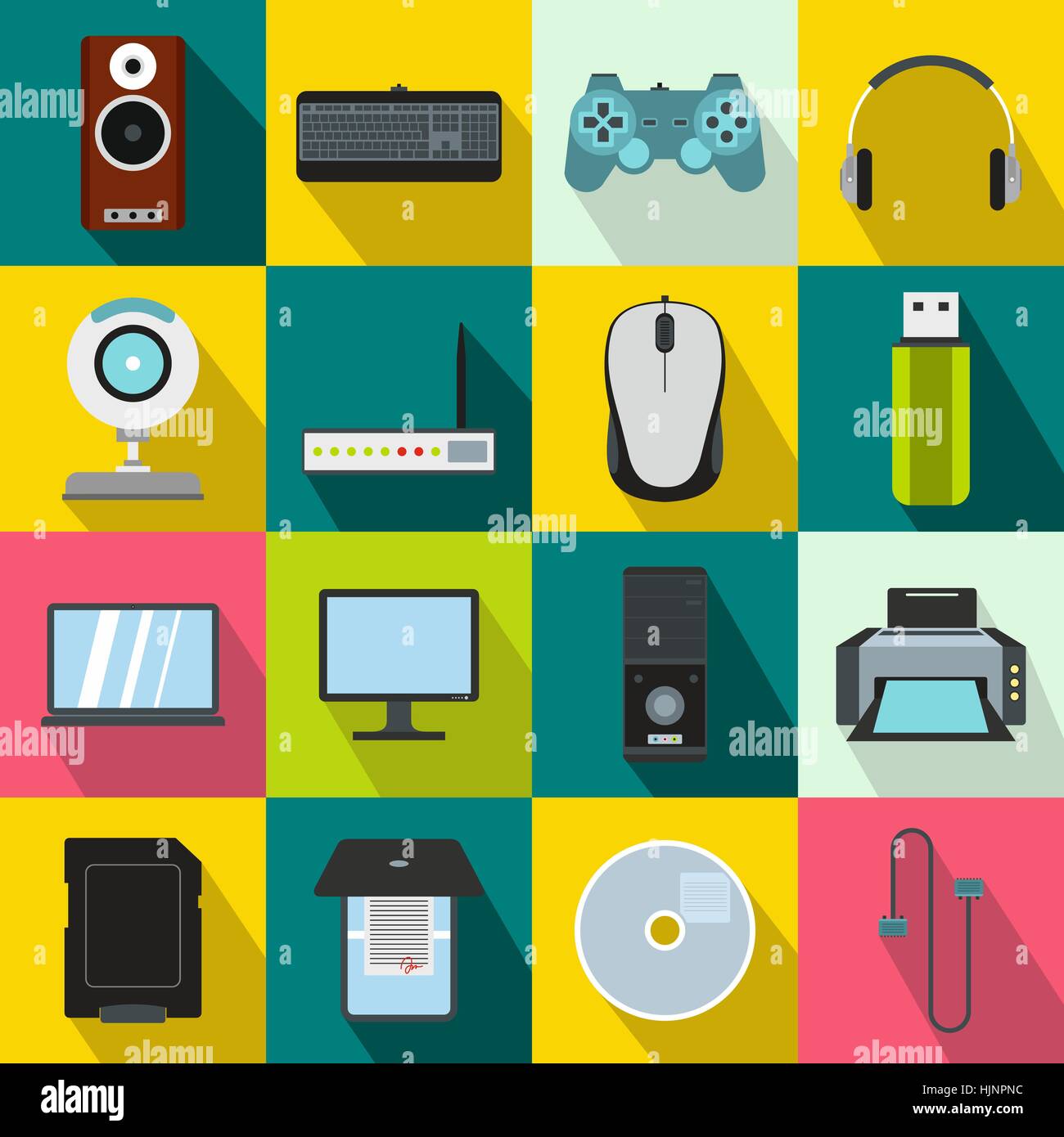 Computer icons set in flat style for any design Stock Vector Image ...