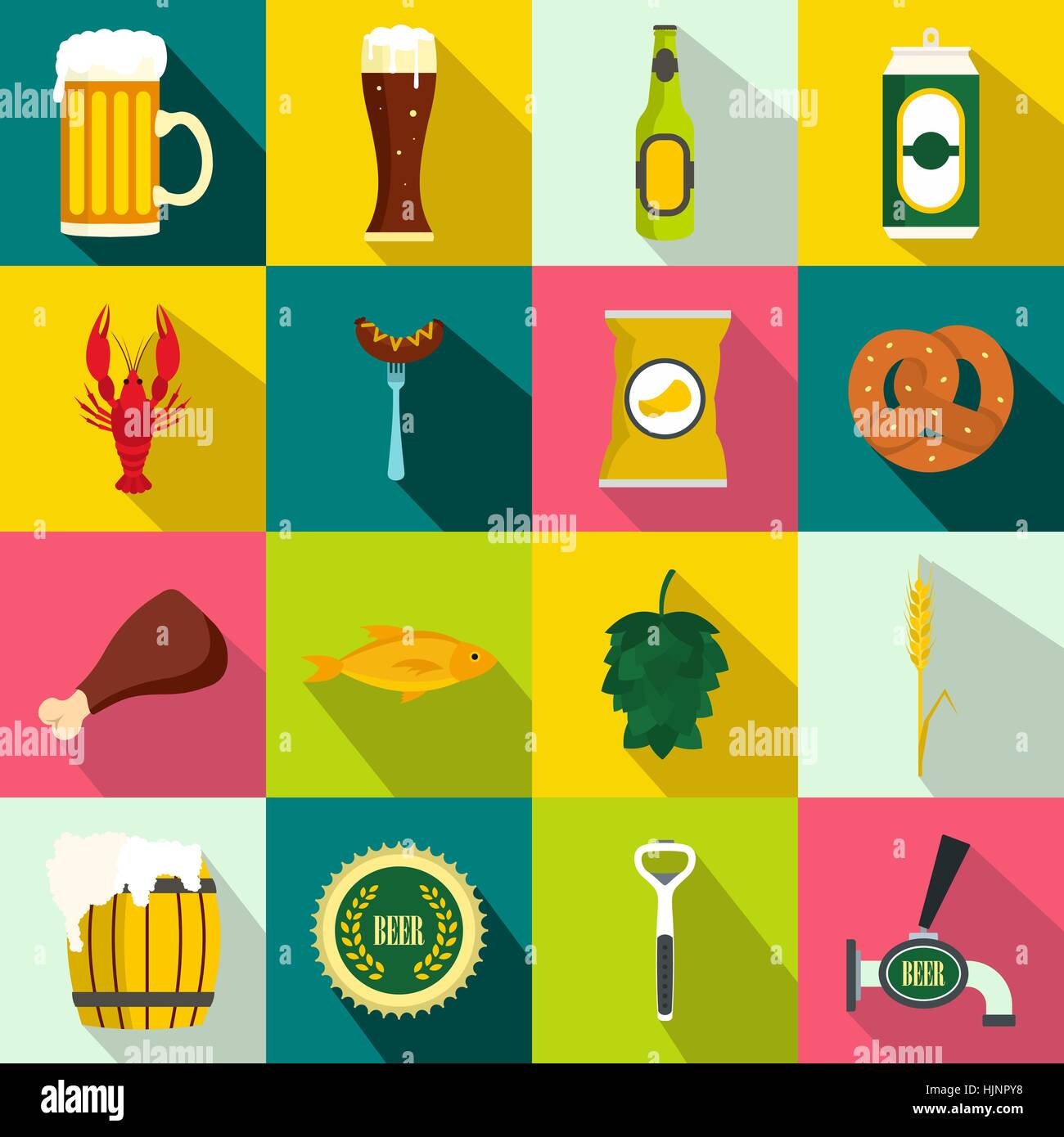 Beer icons set in flat style for any design Stock Vector Image & Art ...