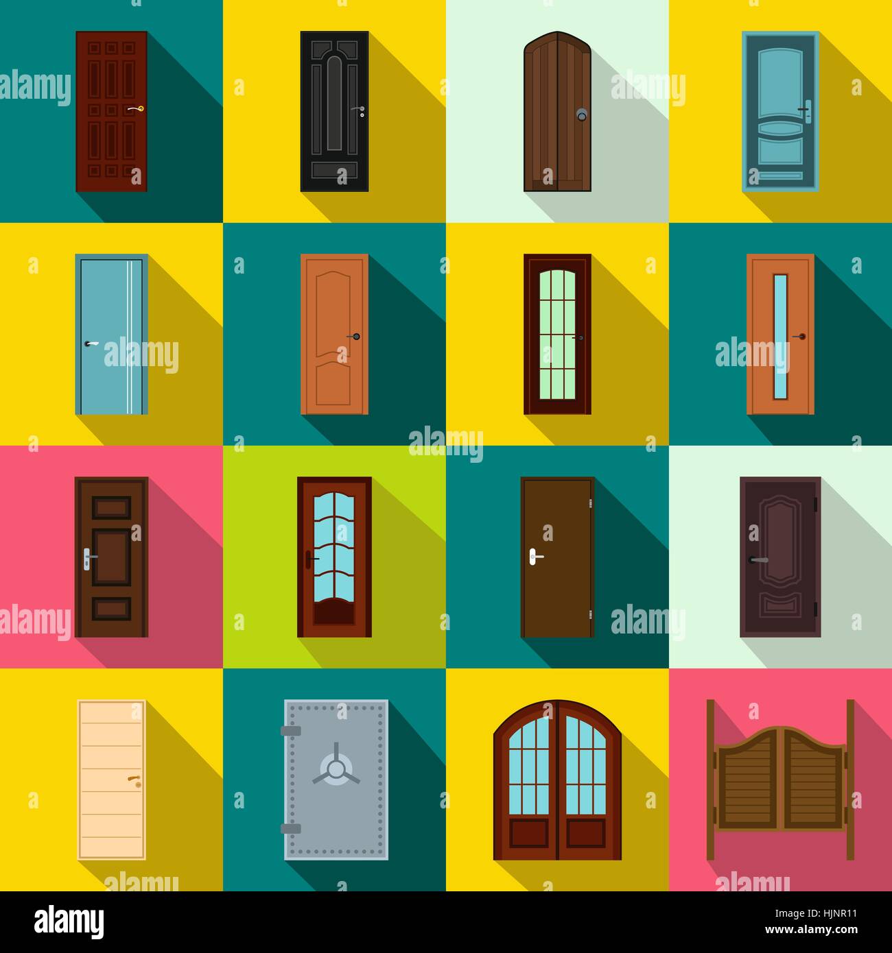 Doors icons set in flat style for any design Stock Vector Image & Art ...