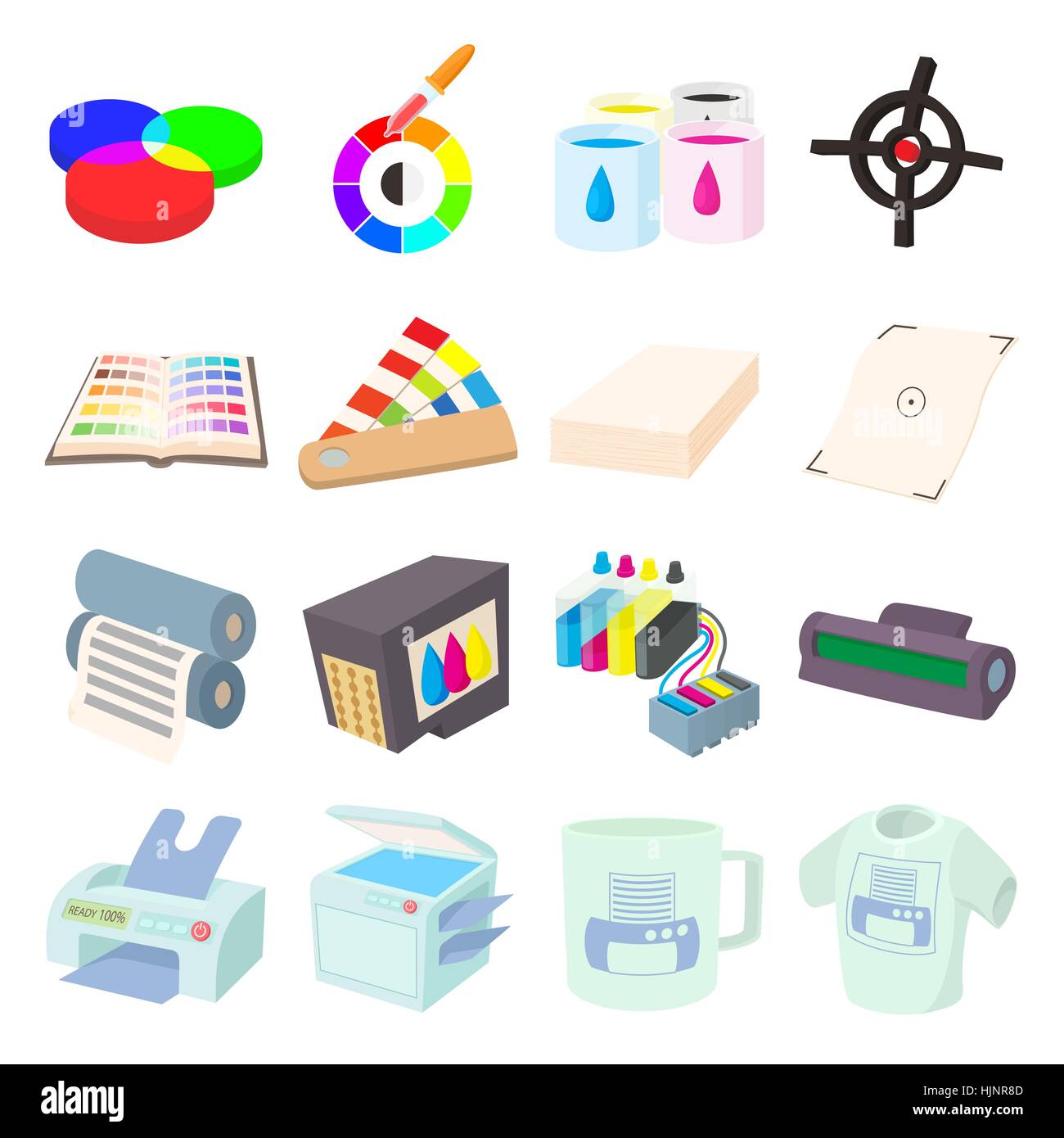Printing icons set in cartoon style on a white background Stock Vector ...