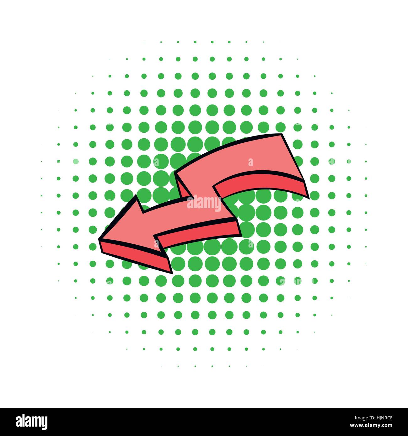 Broken red arrow icon in comics style isolated on white background ...