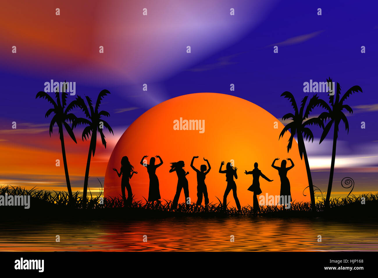sunset, beach, seaside, the beach, seashore, palms, party, celebration ...