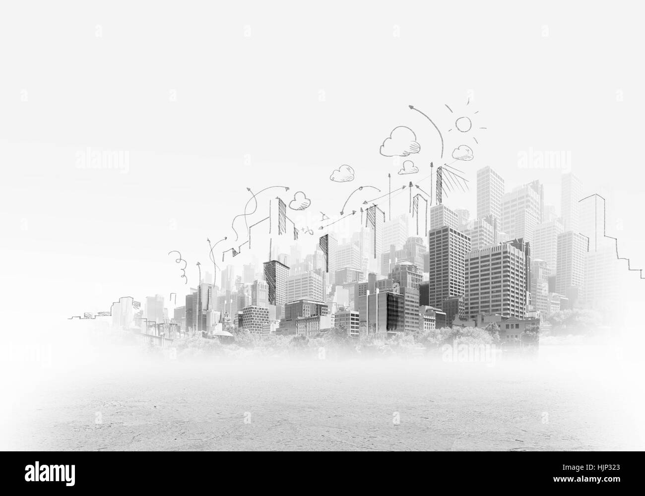 Hand drawing of urban scene. Construction concept Stock Photo - Alamy