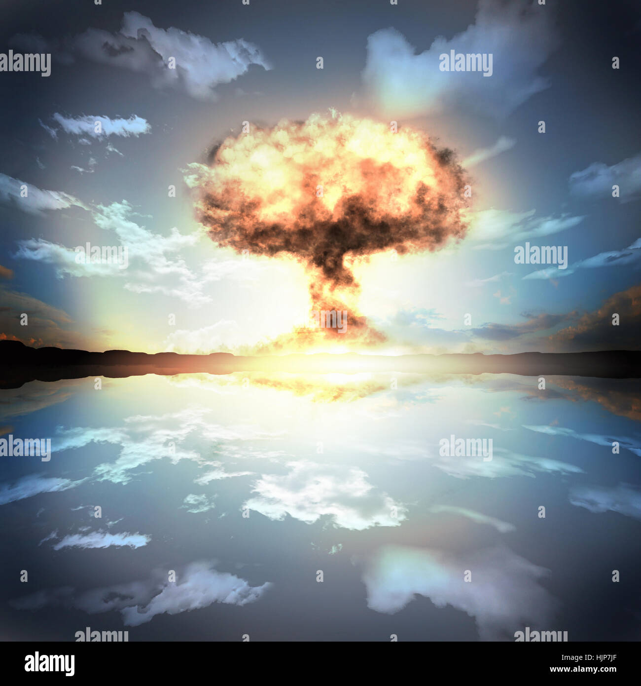 Nuclear explosion in an outdoor setting. Symbol of environmental ...