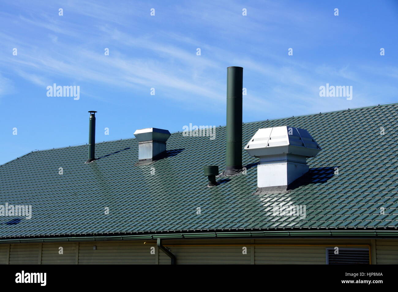 modern, modernity, steel, metal, tube, ventilation, pipe, vent, blue ...