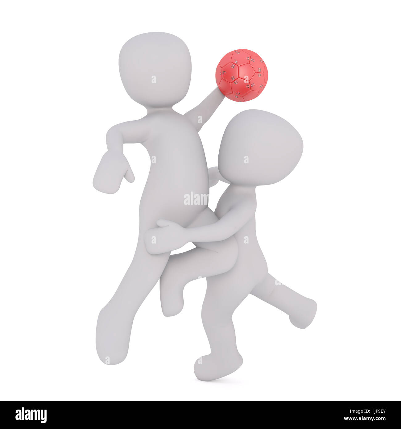 Two 3d toon characters playing basketball game on white background ...