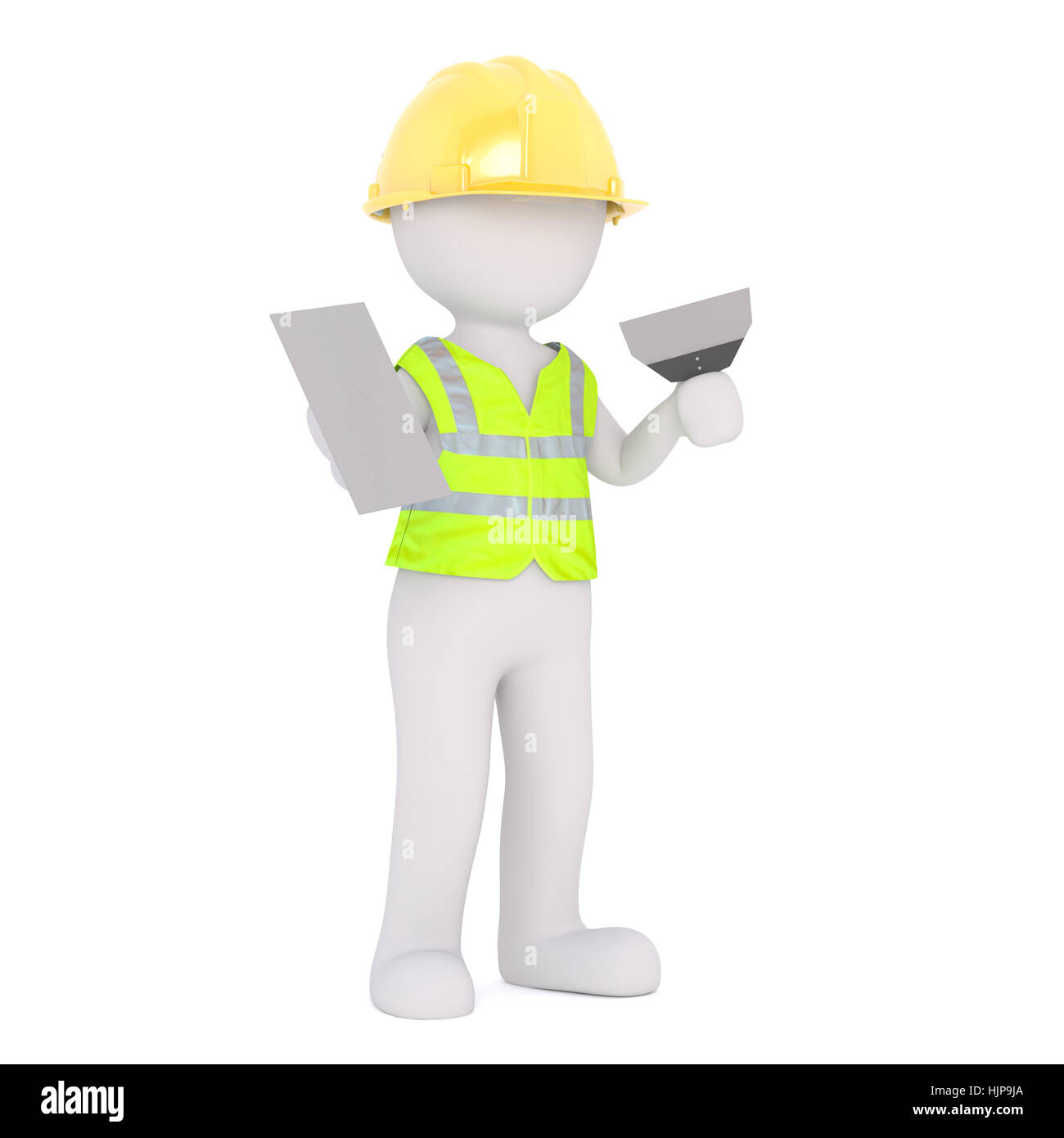 Faceless cartoon character of construction worker man plasterer in ...