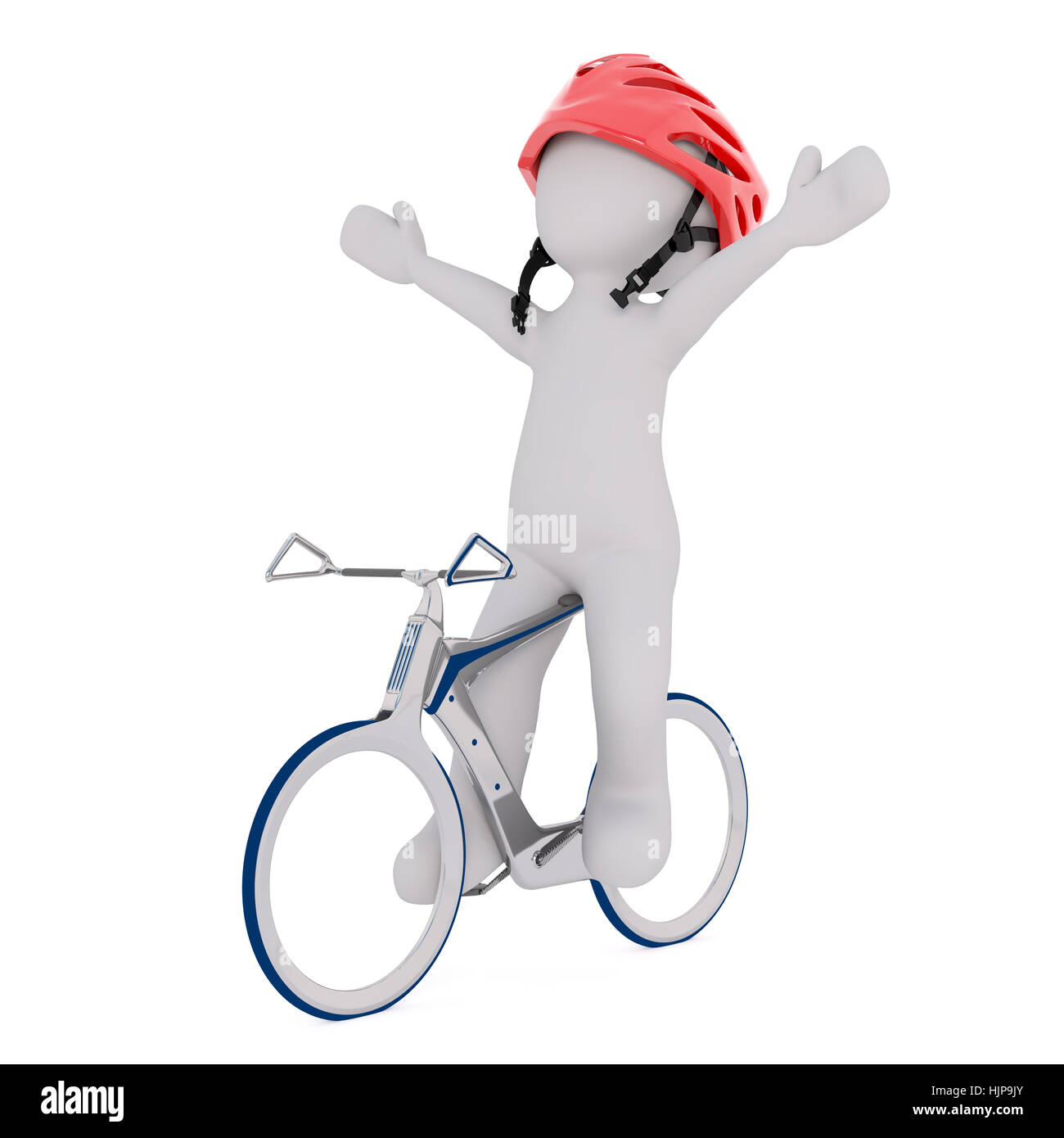 Generic Gray 3d Cartoon Figure Wearing Red Safety Bike Helmet and ...