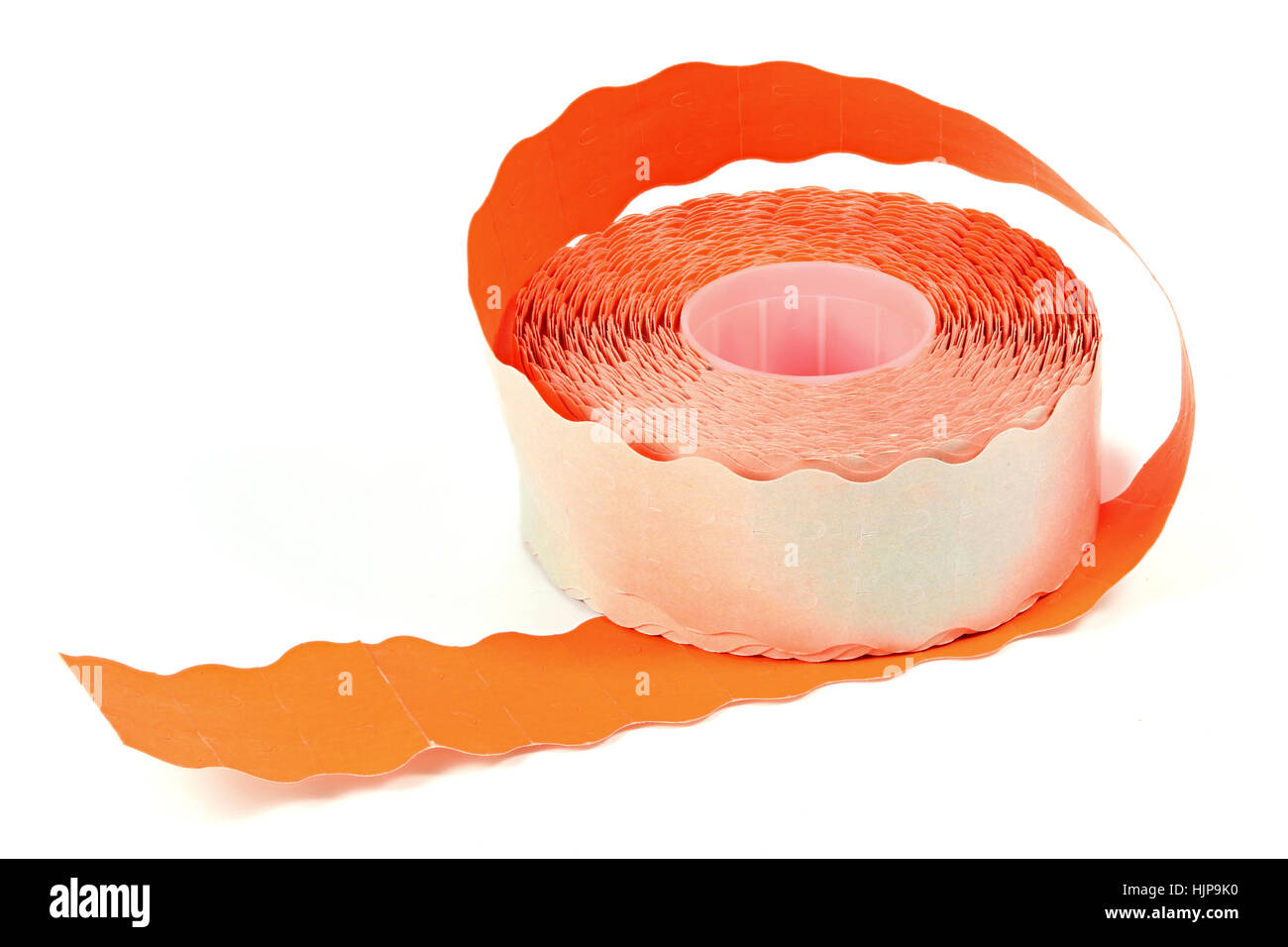 roll of red colored price stickers isolated on white background Stock ...