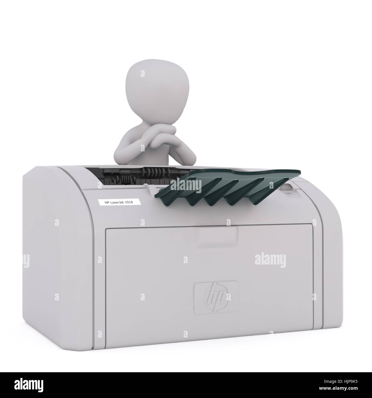 Generic Gray 3d Cartoon Figure Leaning on Large Oversize Computer ...