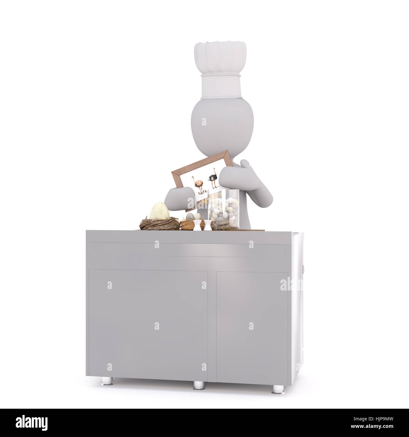 Figure of faceless 3D man chef character standing in cook toque at ...