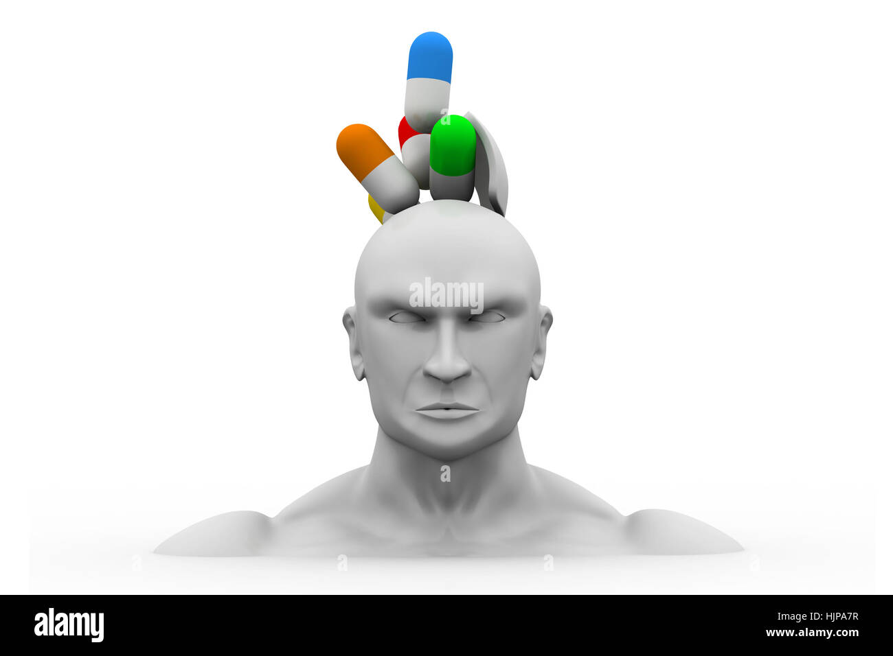 Capsule in open human head Stock Photo - Alamy