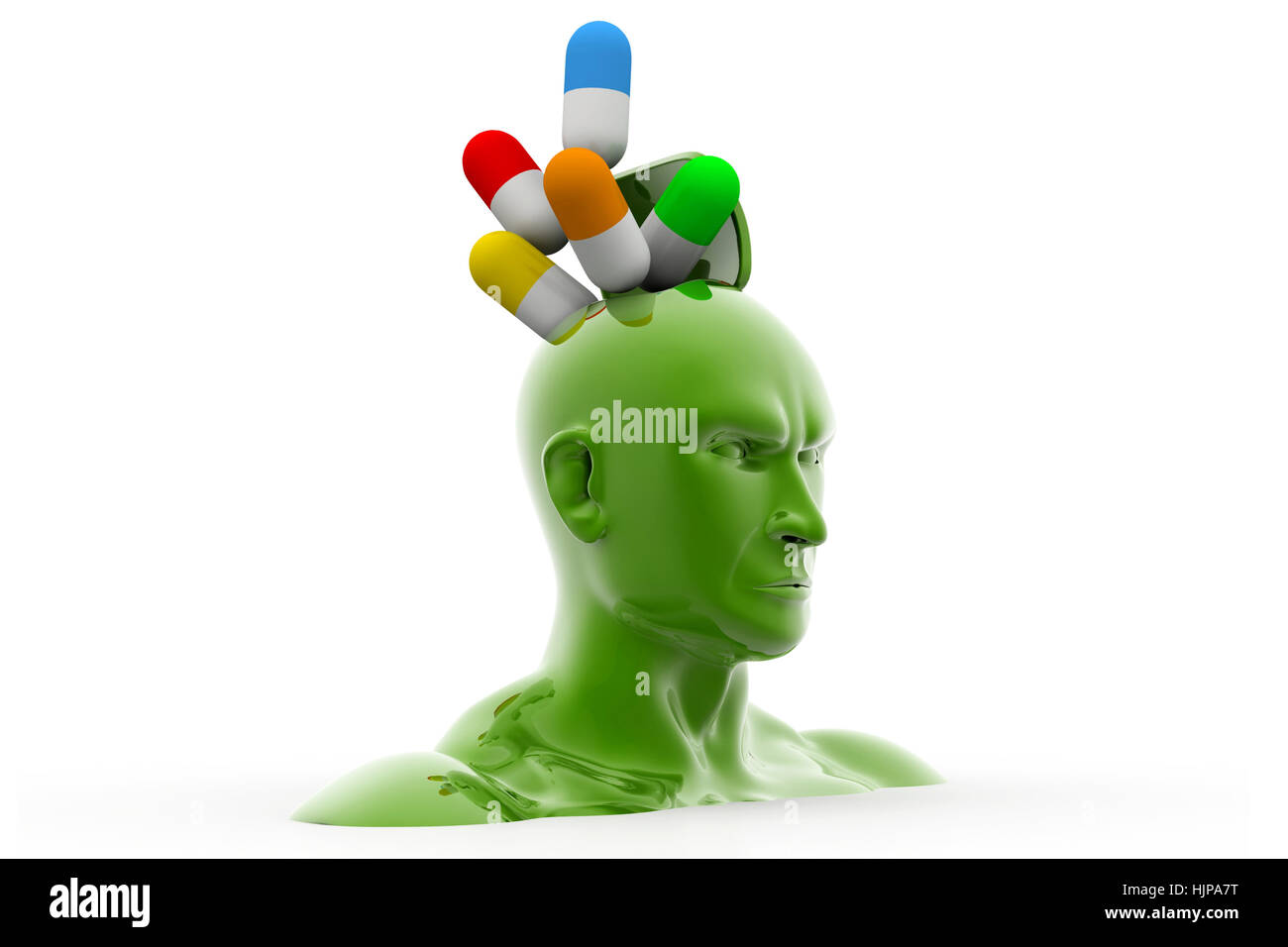 Capsule in open human head Stock Photo - Alamy