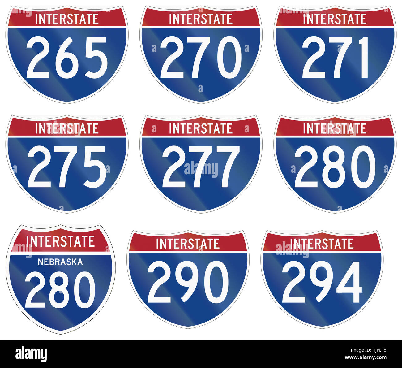 Collection of Interstate highway shields used in the US Stock Photo - Alamy