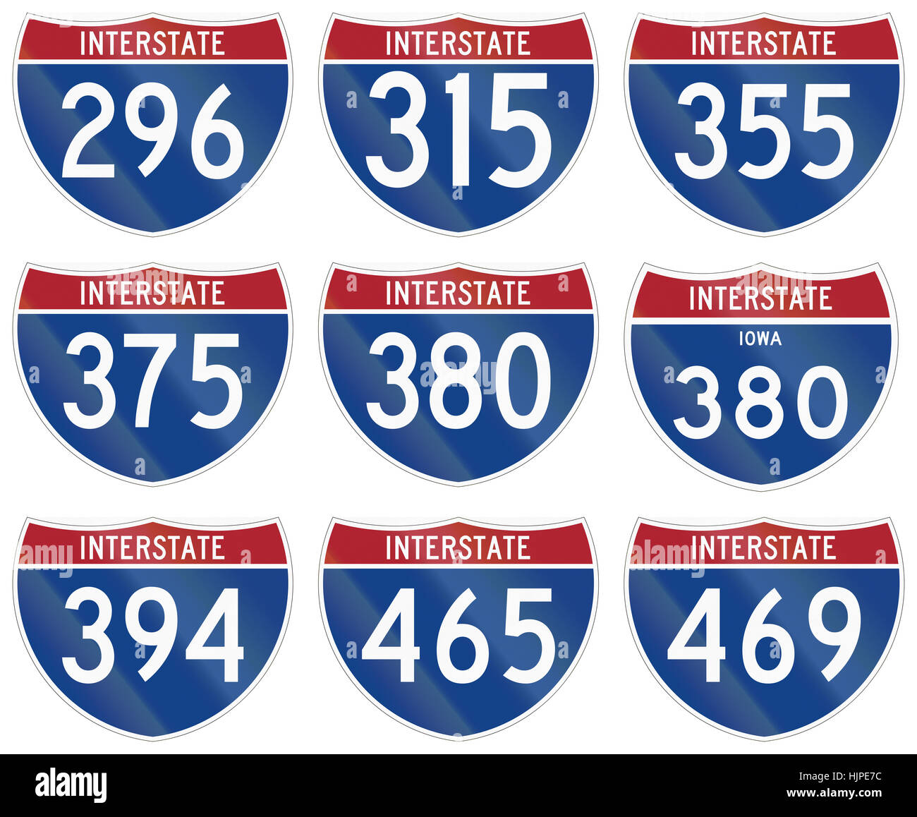 Collection of Interstate highway shields used in the US Stock Photo - Alamy