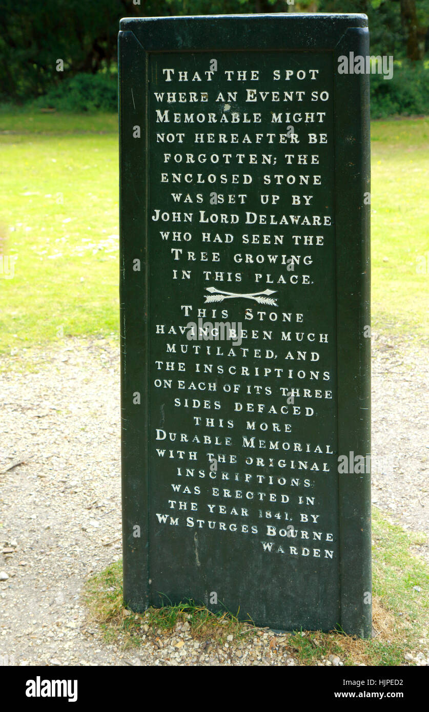 One face of the Rufus stone in the New Forest Stock Photo - Alamy