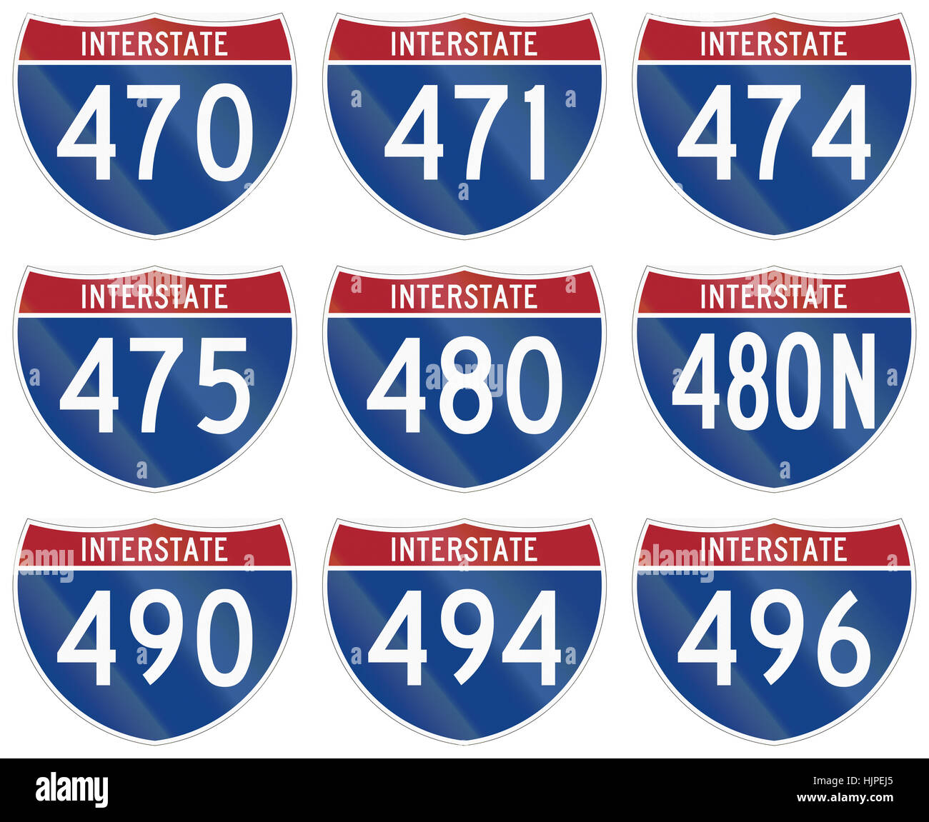 Collection of Interstate highway shields used in the US Stock Photo - Alamy