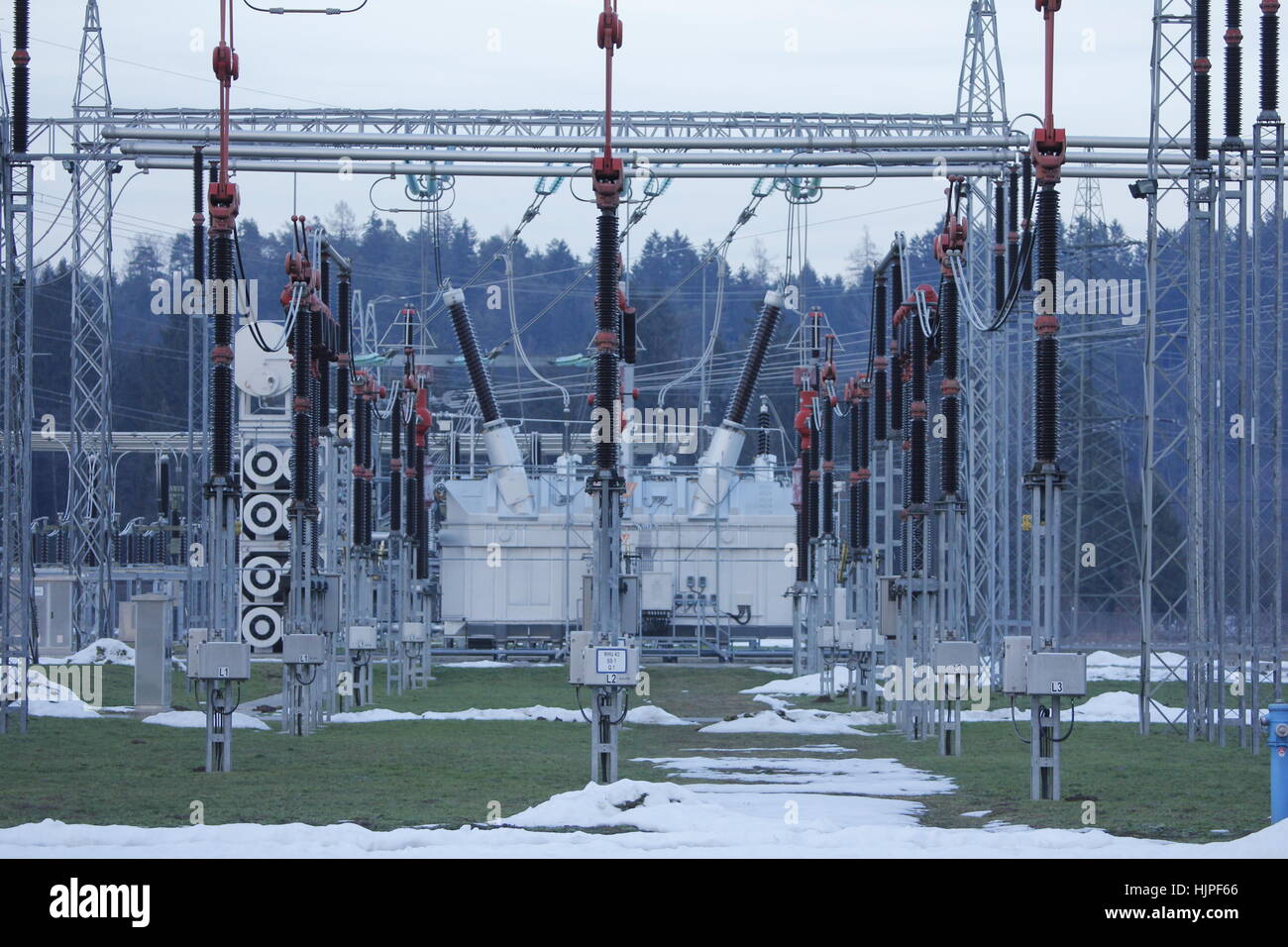 substation power plant in the spring with little snow Stock Photo - Alamy