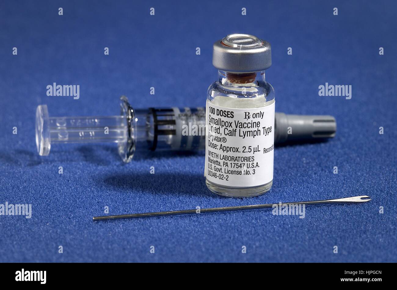 Components of a smallpox vaccination kit including the diluent, a vial ...
