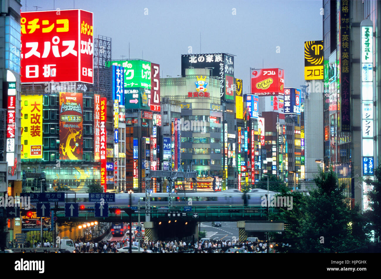 Blue hour, in Shinjuku. Zone of Kabukicho. Yasukumi Dori.Tokyo city ...
