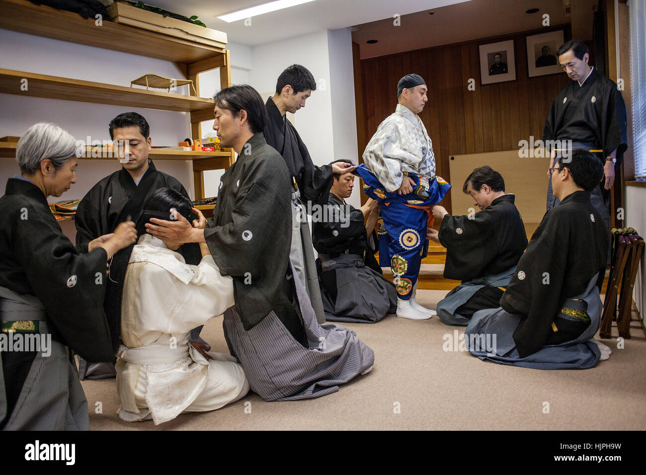 Actors of noh, moments before the show started.National Noh Theatre,4 ...