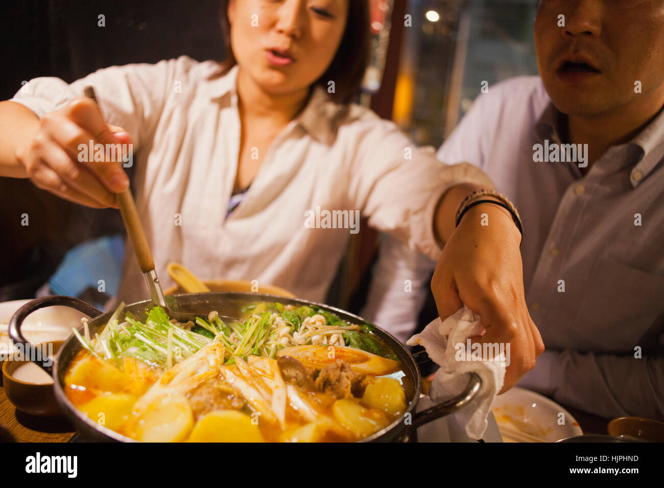 Motsunabe, nabe, in Ojaga restaurant. Japanese food. In the north exit ...