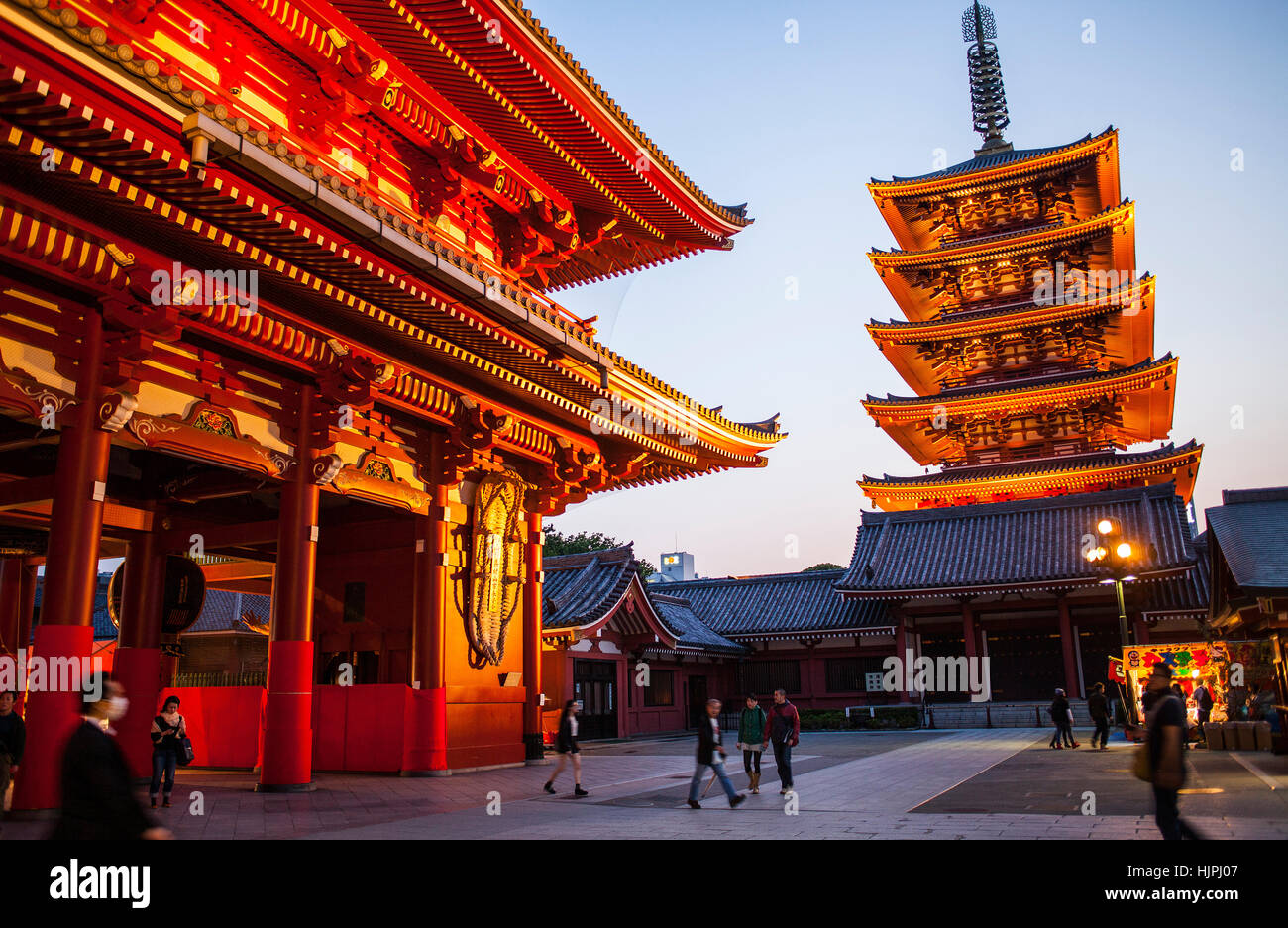 Senso-ji Temple,Five Storied Pagoda and Hozo-mon Gate,Asakusa district,Tokyo, Japan, Asia Stock ...