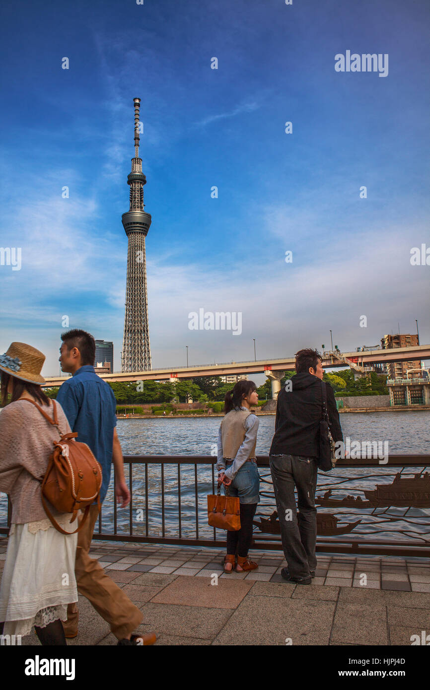 Sky Tree from Sumida Koen Park, Asakusa District, Tokyo, Japan Stock ...