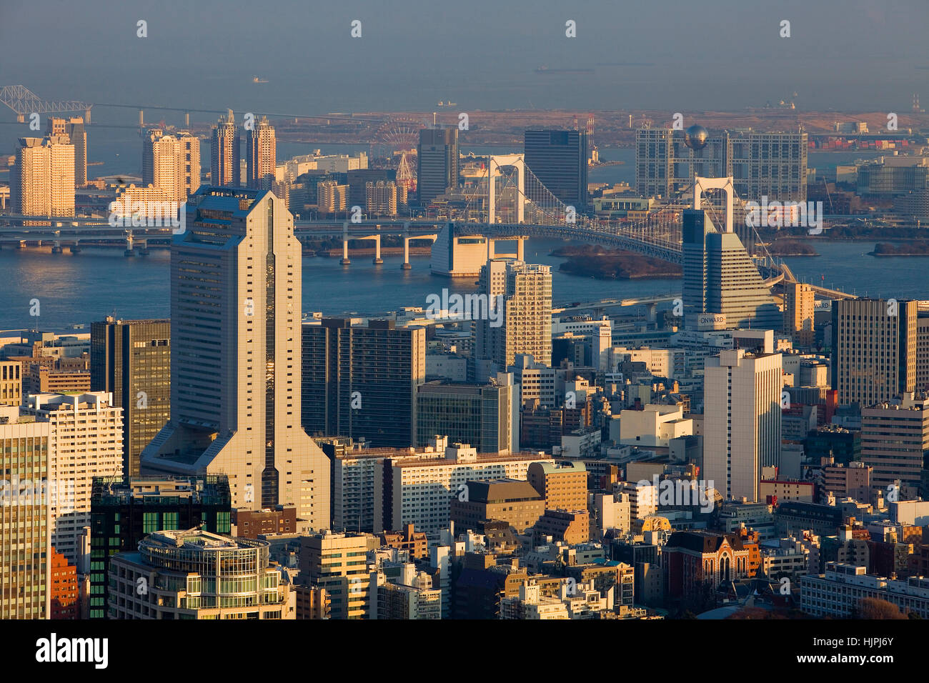 Townscape, sunset, townscape, Skyline of Tokyo. In background Rainbow ...