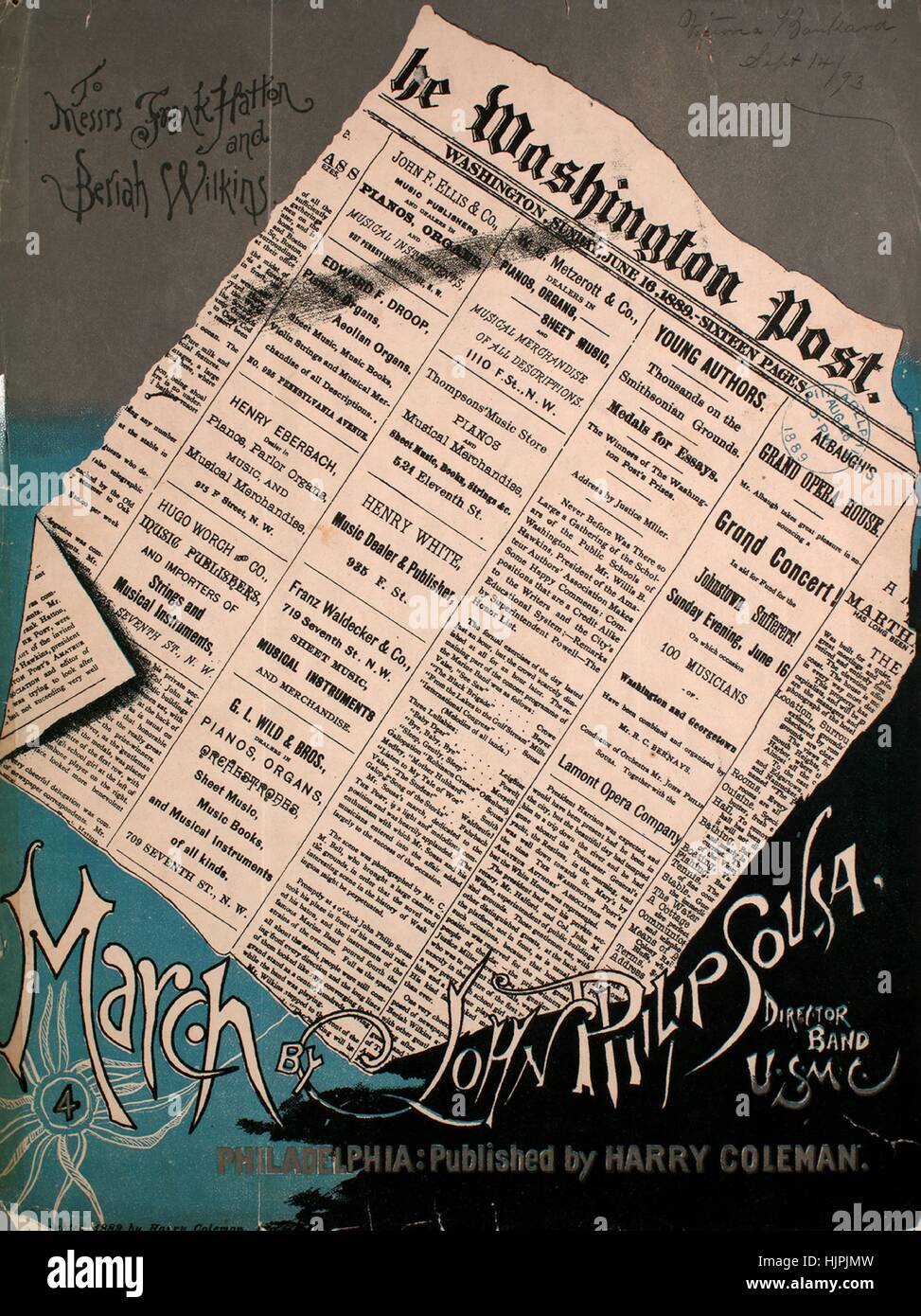 Sheet music cover image of the song 'The Washington Post March', with ...