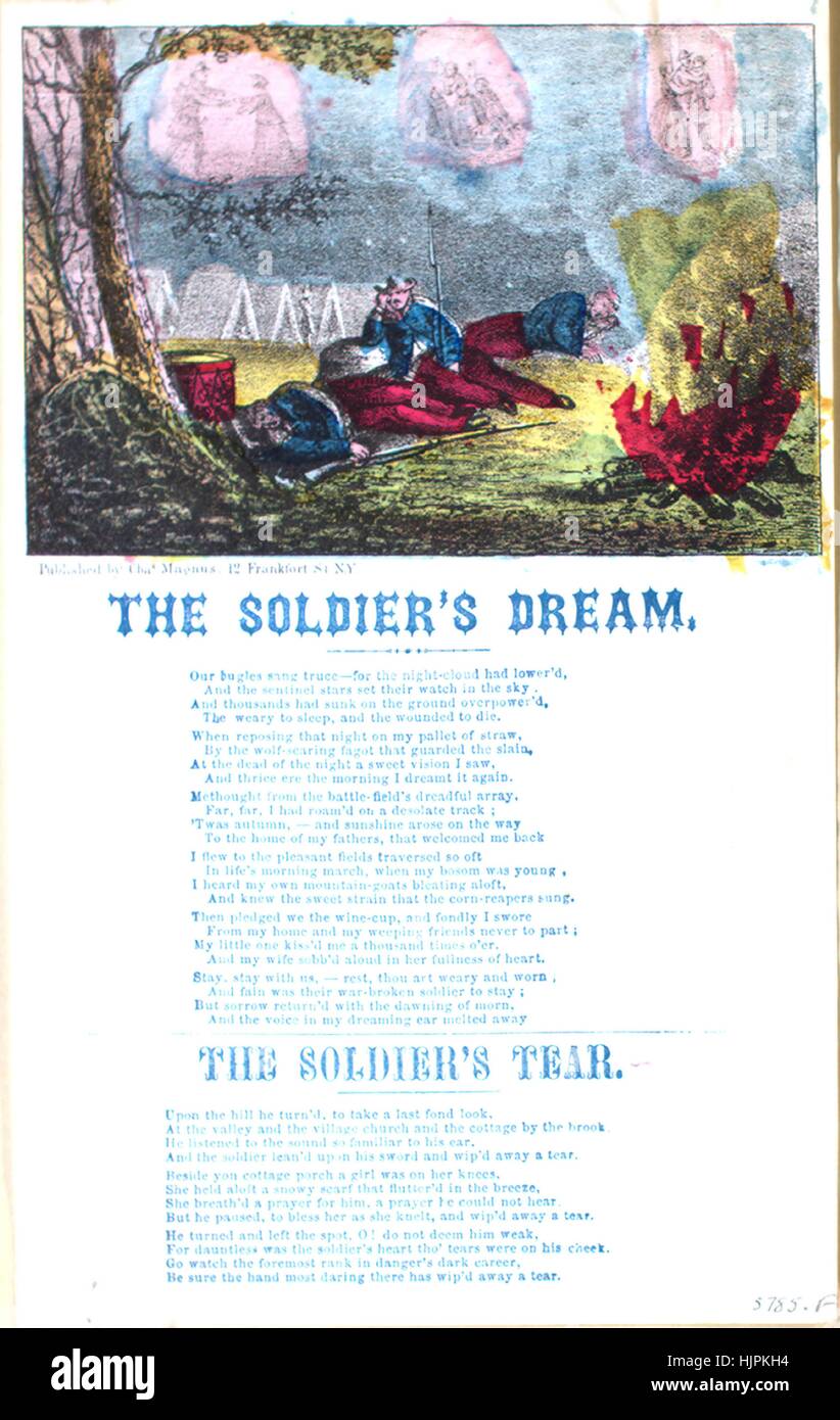 Sheet music cover image of the song 'Song Sheet (1) The Soldier's Dream ...
