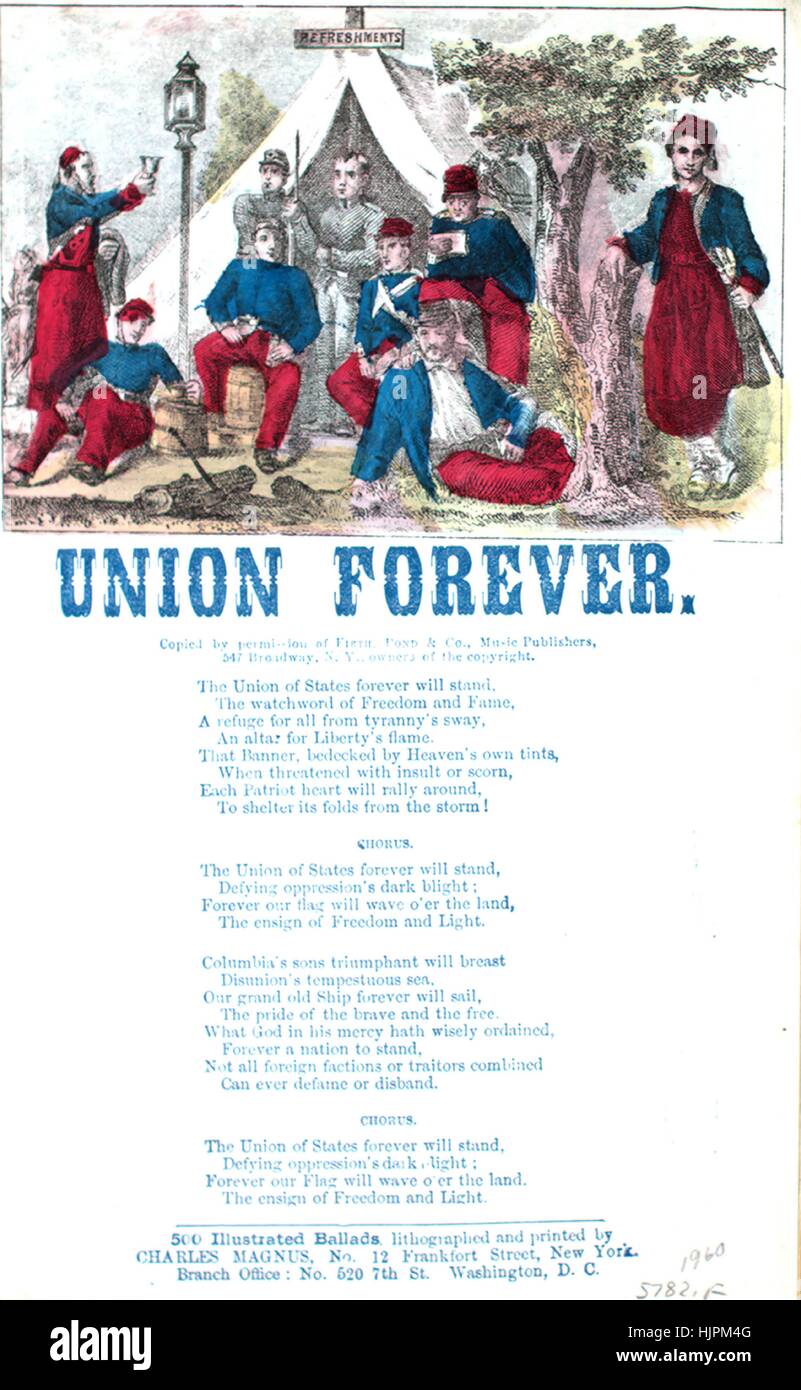 Sheet music cover image of the song 'Song Sheet Union Forever', with ...