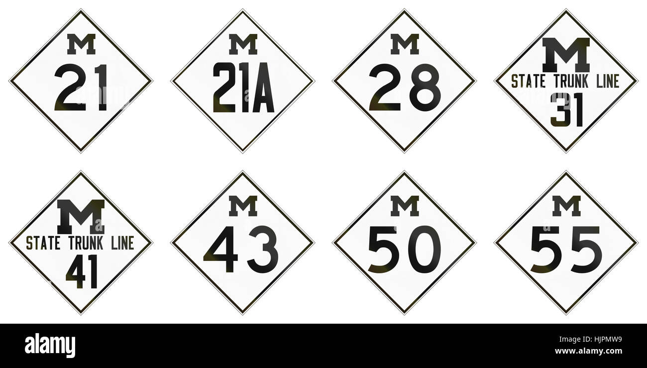 Collection of historic Michigan Route shields used in the United States ...