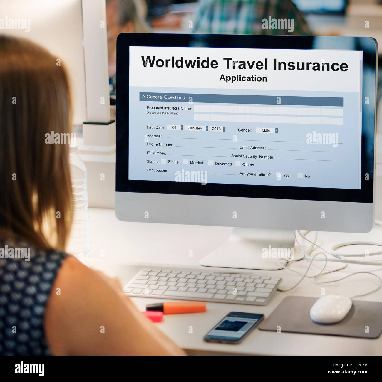Worldwide Travel Insurance Application Form Concept Stock Photo - Alamy