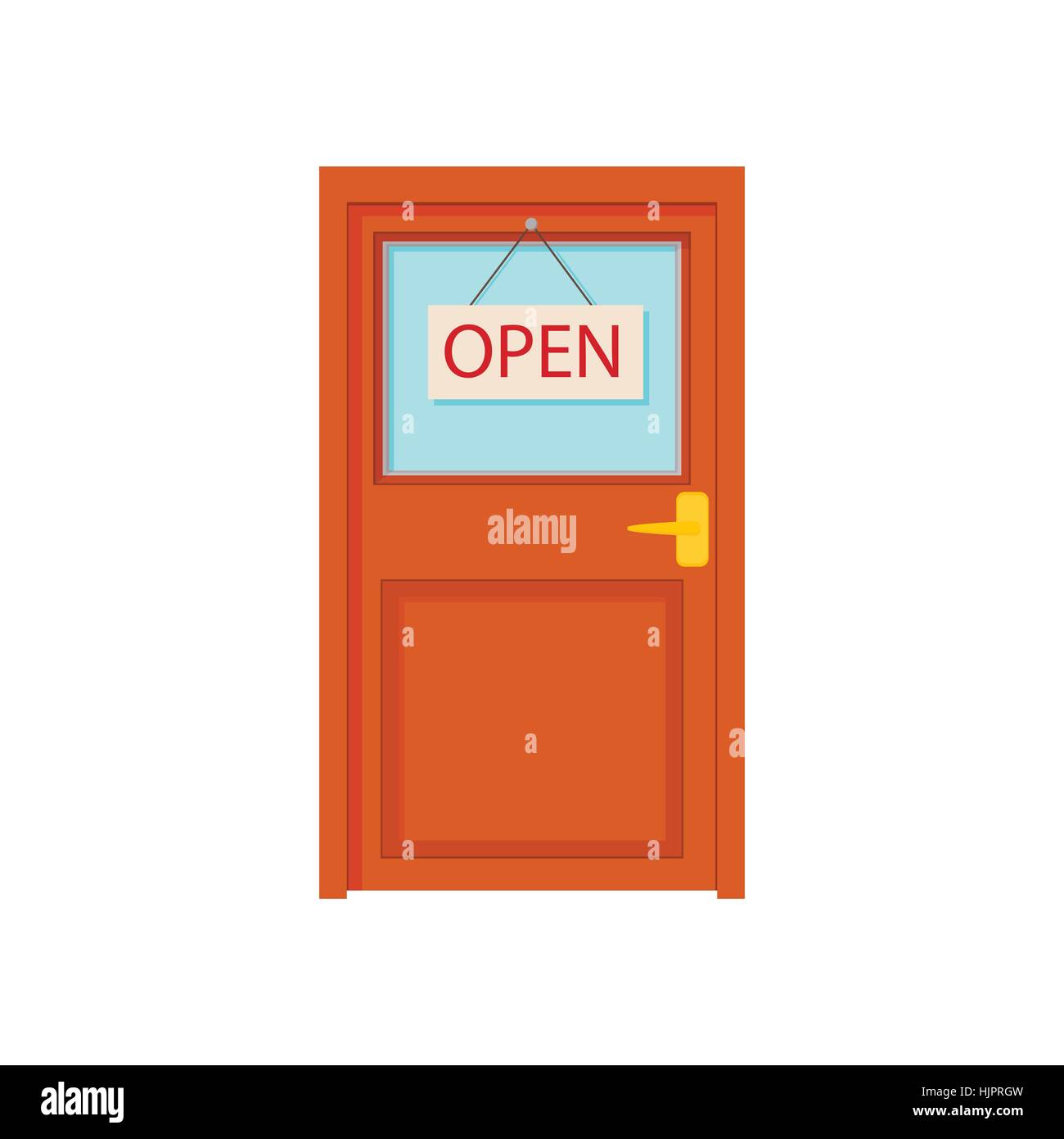 Closed sign board hanging on the door icon in cartoon style on a white ...