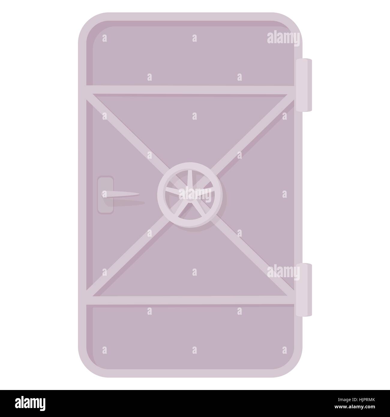Iron ship door with lock wheel icon in cartoon style on a white ...