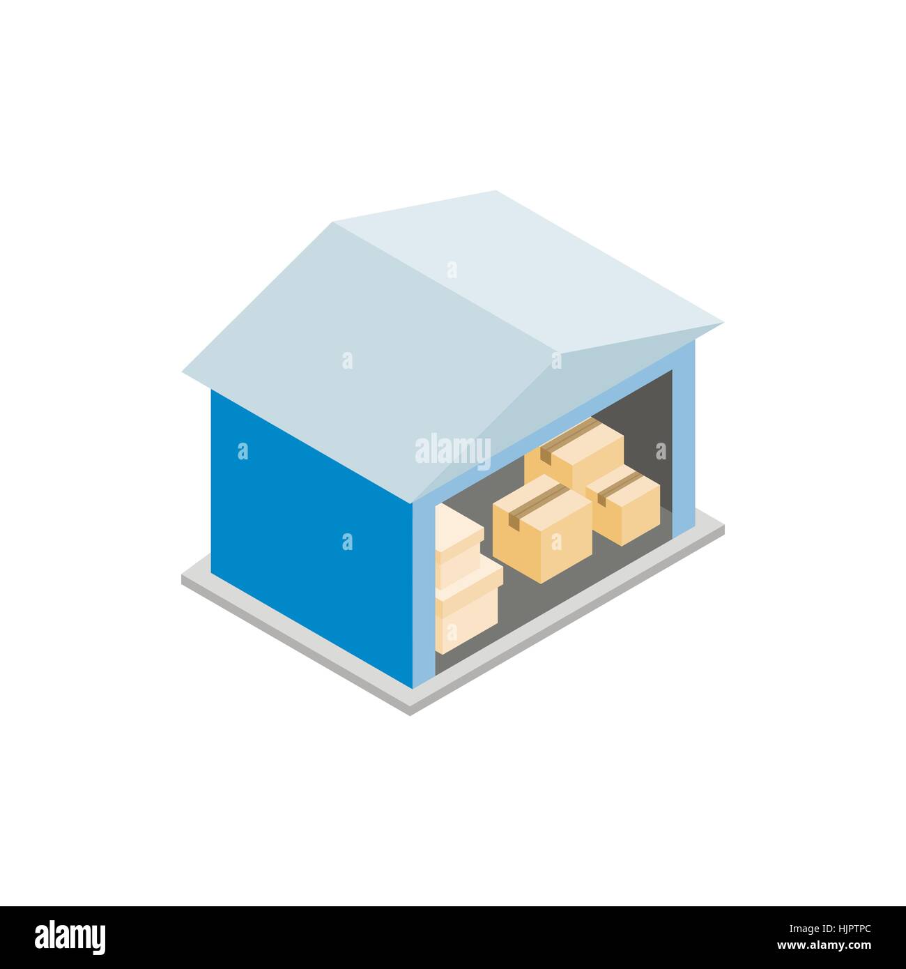 Warehouse with open door icon in isometric 3d style on a white ...